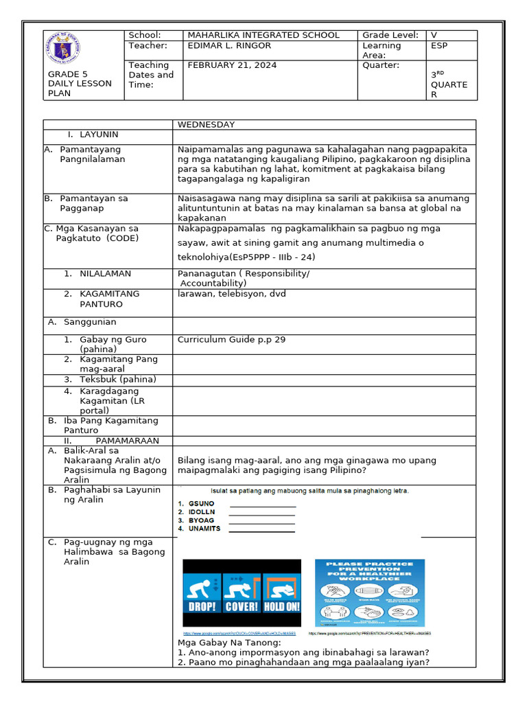 DLL - Esp 5 - Q3 - W3-February 21,2024 | PDF