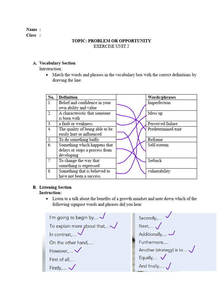 Kei-Exercise Unit 2 - Benefit of Growth Mindset | PDF