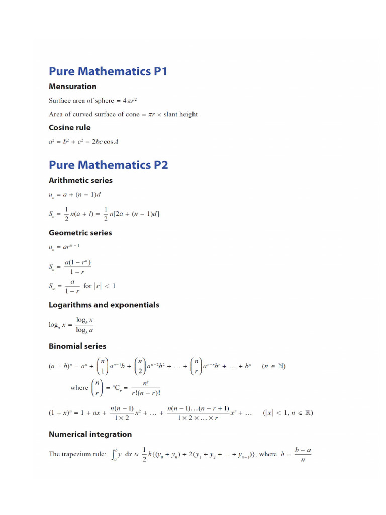 p1 p2 Formulae | PDF