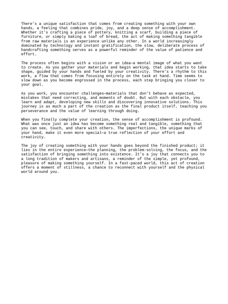 The Joy of Creating Something With Your Hands | PDF