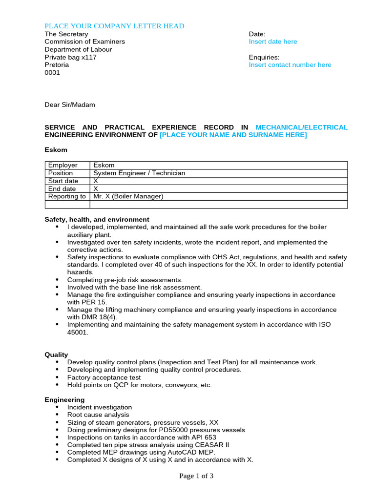 4 - GCC Factories Experience Record Letter - 28 May 2024 Class Example ...