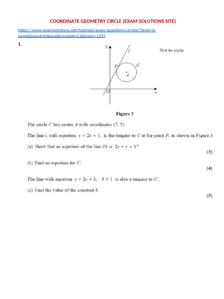 Coordinate Geometry Circle Exam Solutions Site | PDF | Computers