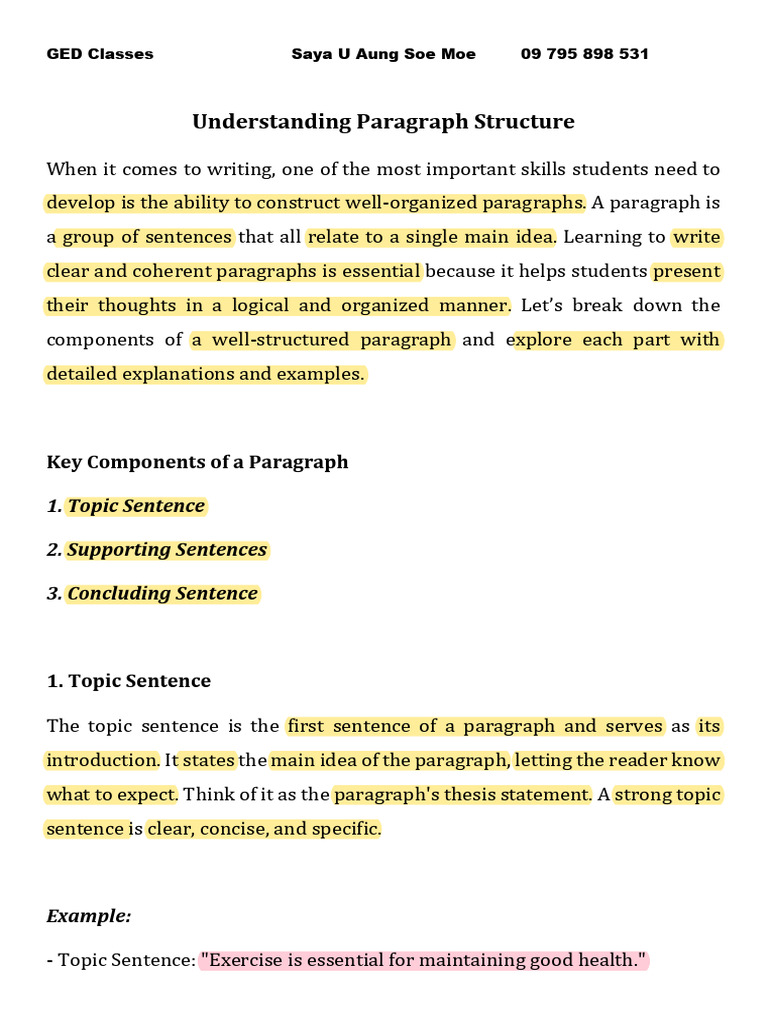 Understanding Paragraph Structure | PDF