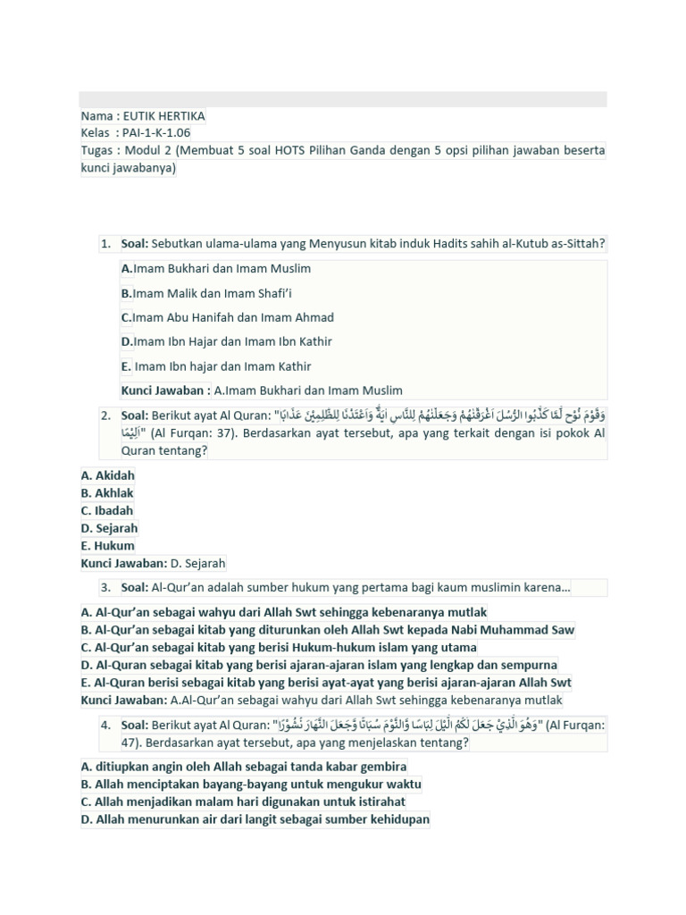 5 Soal HOTS PG | PDF