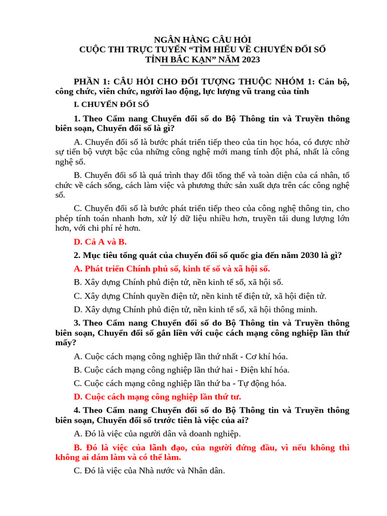 Cau Hoi Va Dap An Cuoc Thi Tim Hieu Kien Thuc CDS Nam 2023 My Thanh 2 | PDF