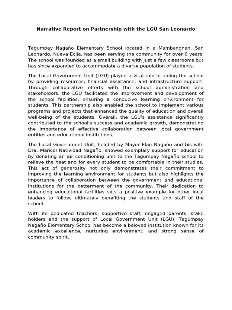 Narrative Report | PDF