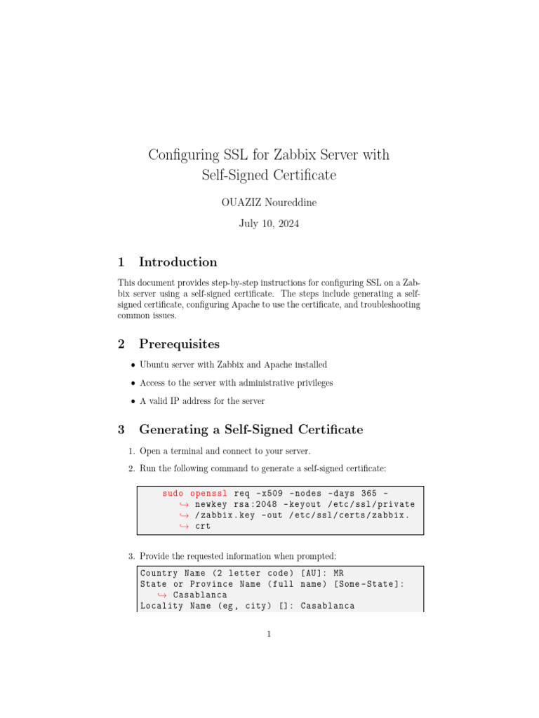 Configuring SSL For Zabbix Server | PDF
