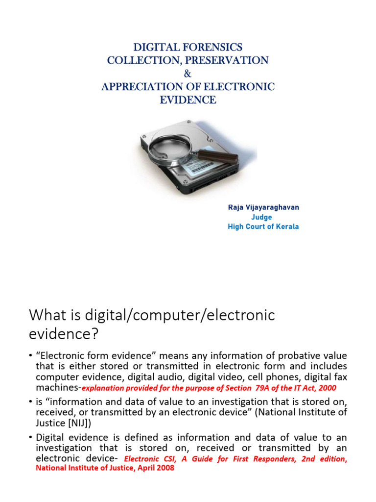 1.Digital Forensics Collection, Presservation and Appreciation of Electronic Evidence | PDF