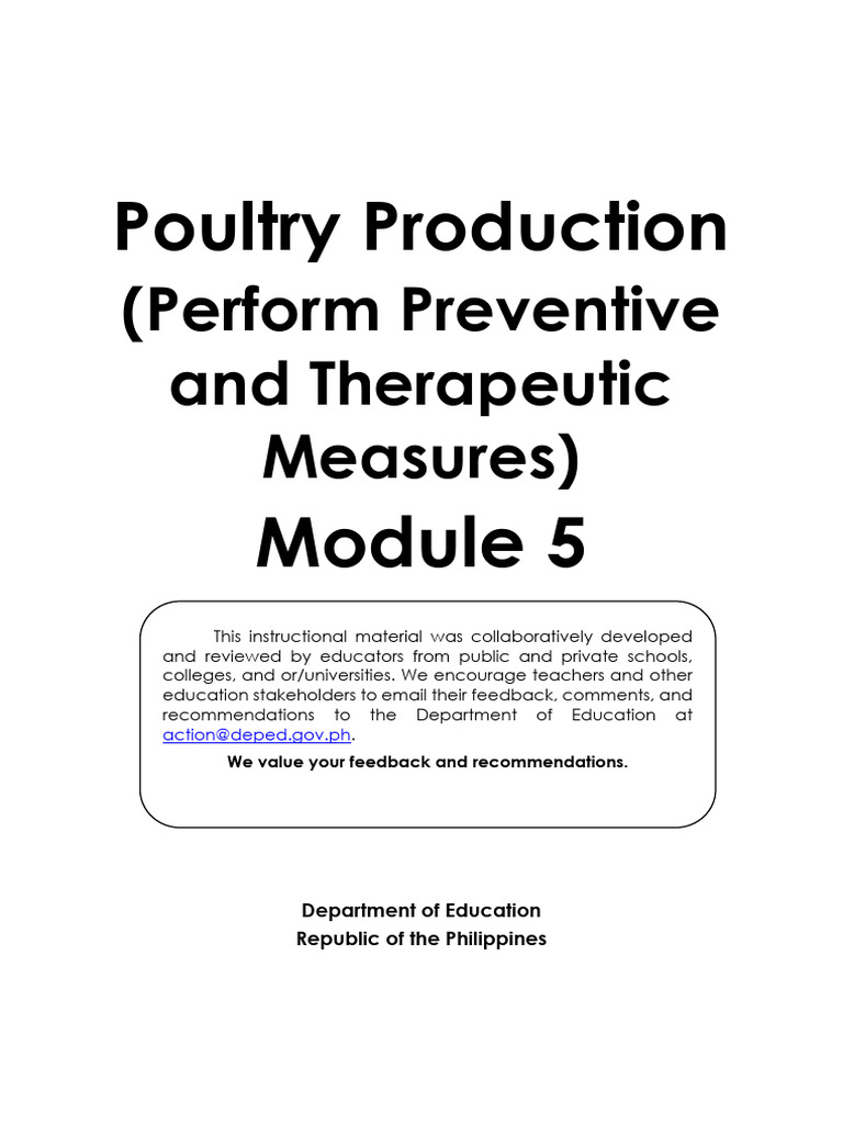 9 TLE_Poultry Production_Module 5_Perform Preventive n Therapeutic ...