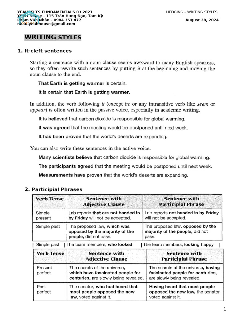 Hedging Writing Styles | PDF | Verb | Linguistic Typology