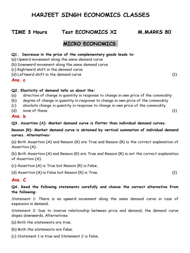 Micro & Stats Test Xi 2024 Paper 2 - Copy - Solution | PDF