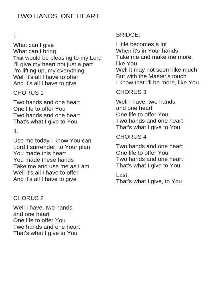 Two Hands, One Heart | PDF