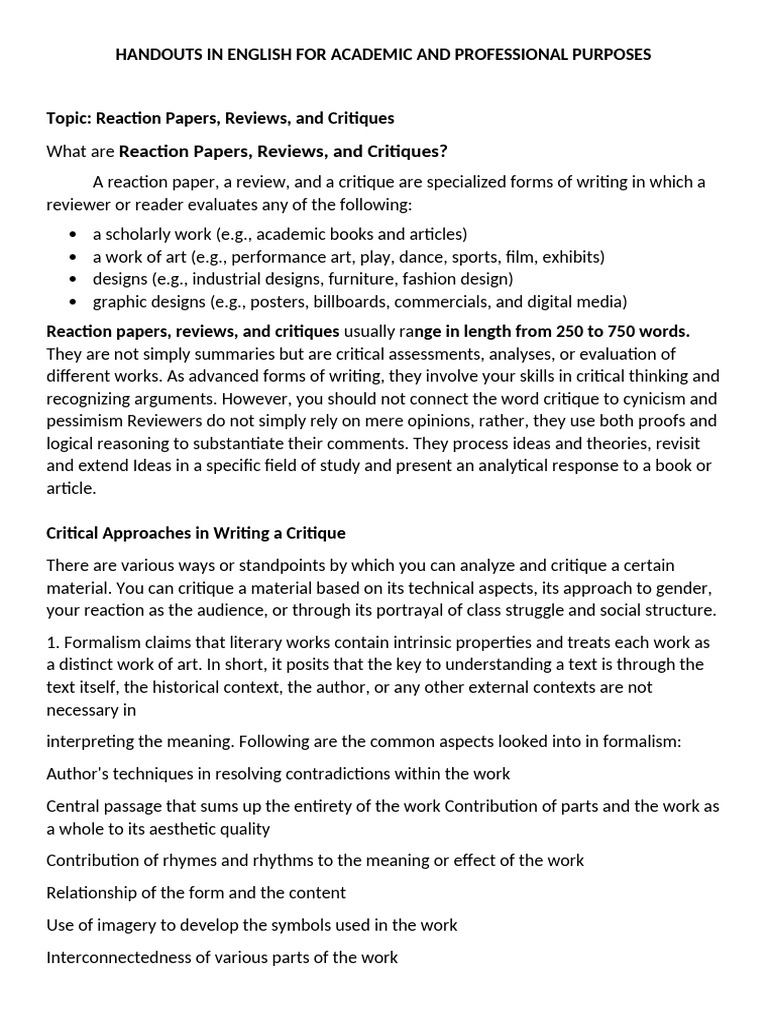 Handouts in English For Academic and Professional Purposes | PDF