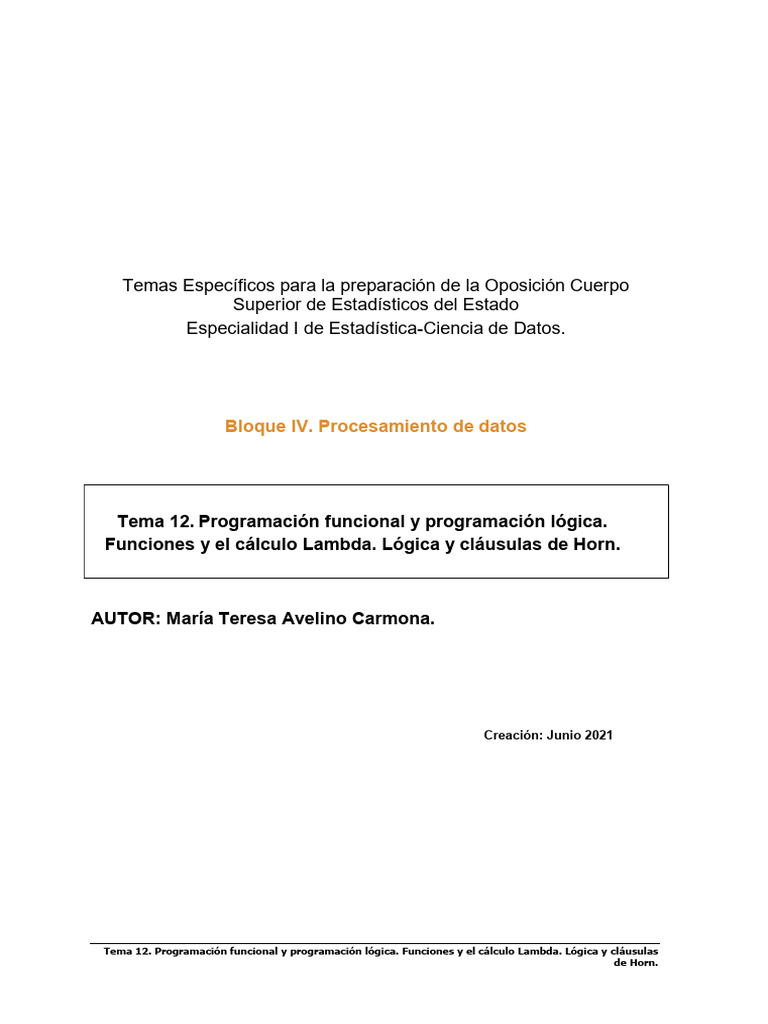 Especialidad I - Estadística-Ciencia de Datos - IV. Procesamiento de Datos - Tema 12 ...