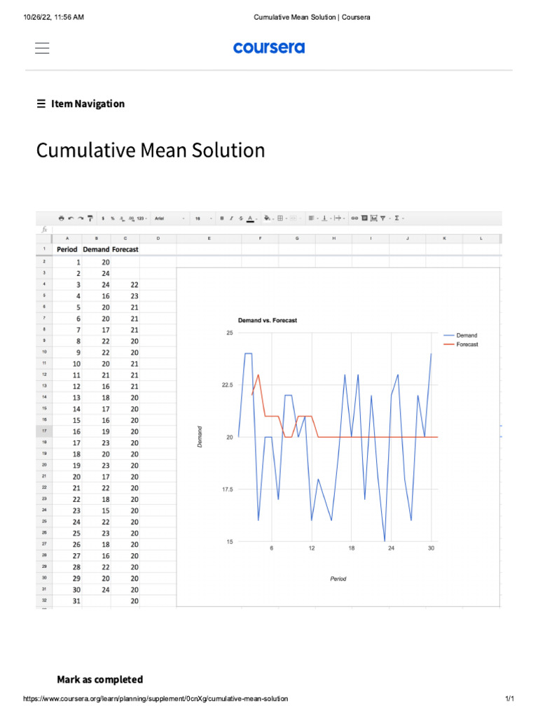 Cumulative Mean Solution - Coursera | PDF