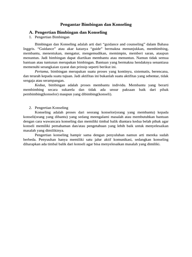 Sekilas Tentang Pengertian Bimbingan Dan Konseling | PDF Sekilas Tentang Pengertian Bimbingan Dan Konseling | PDF