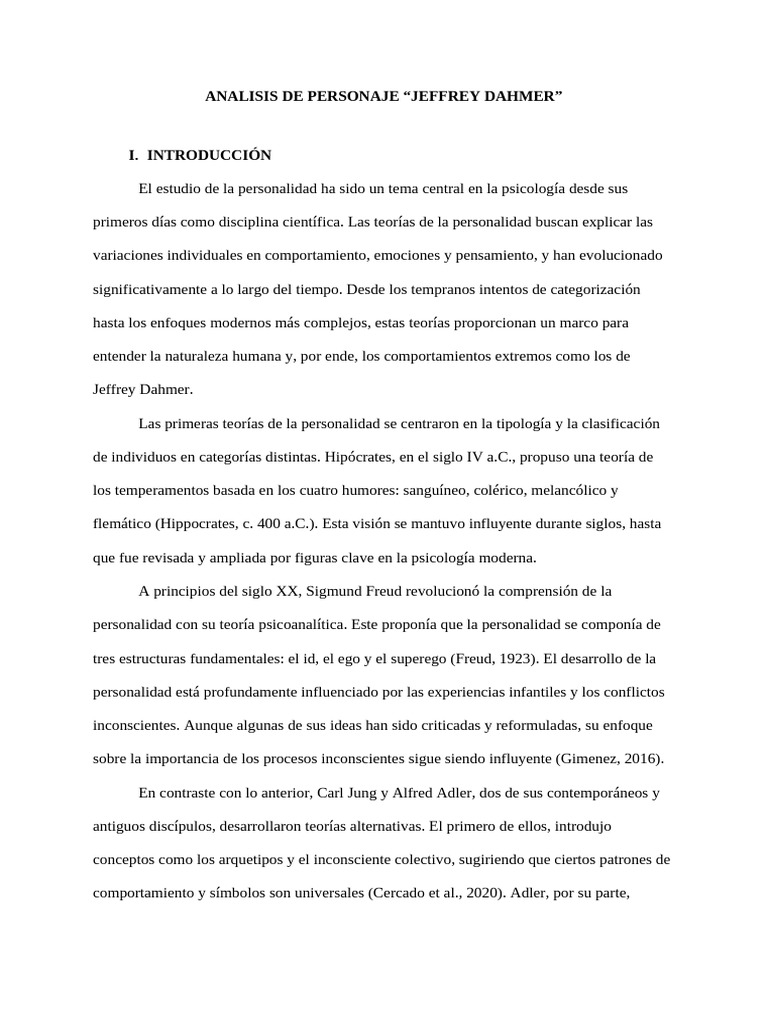 Analisis de Personaje Jeffrey Dahmer | PDF