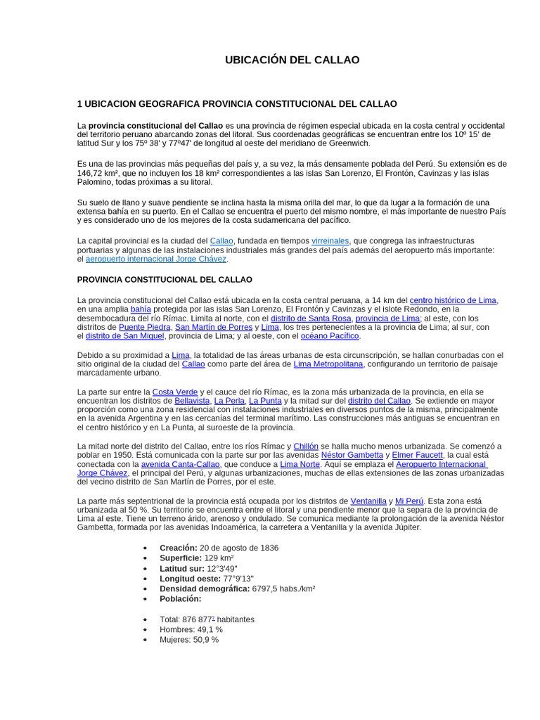 Ubicación Del Callao | PDF