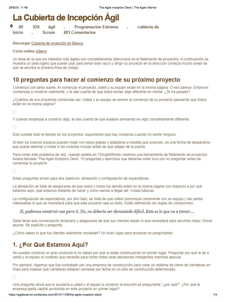 The Agile Inception Deck _ the Agile Warrior | PDF