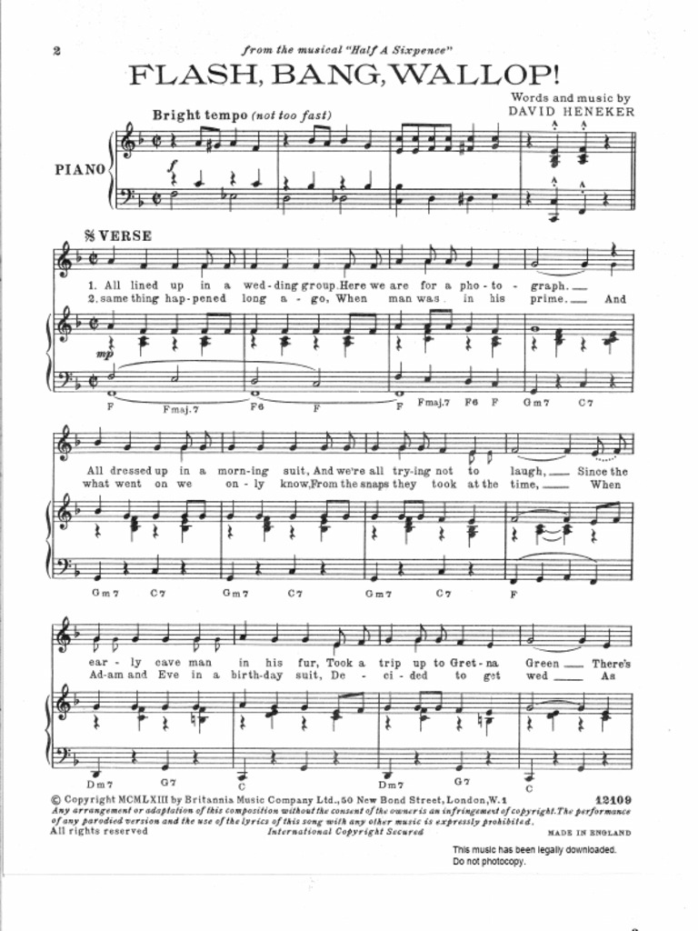 Flash, Bang, Wallop! (Steele, Tommy) Piano - Voice - Guitar | PDF