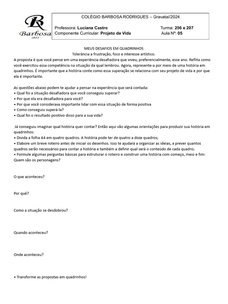 05 Projeto de Vida 206 e 207 | PDF