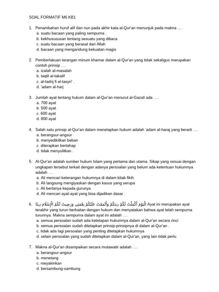 Soal Formatif Modul 6 | PDF