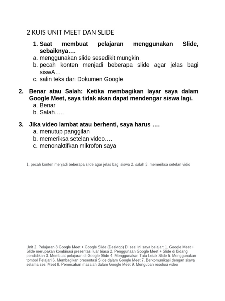 2 Kuis Unit 8 Meet Dan Slide | PDF