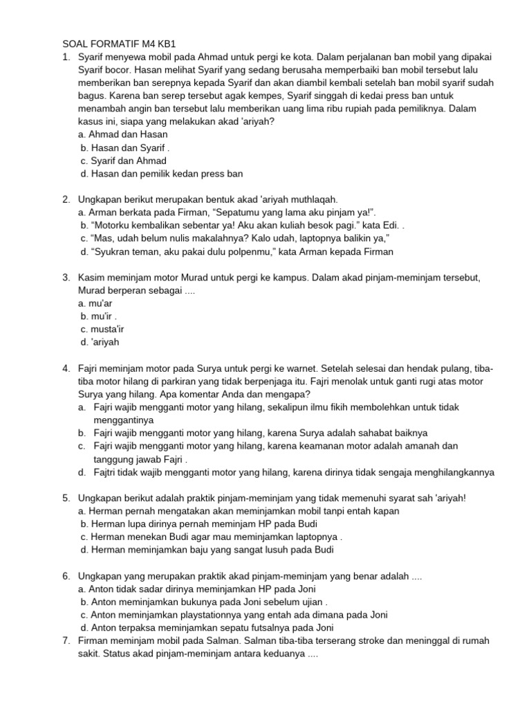Soal Formatif Modul 4 | PDF