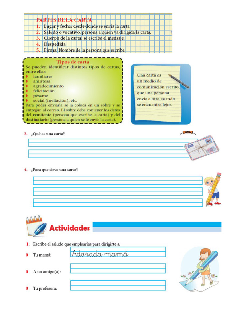 Actividad Partes de La Carta 3° Básico | PDF