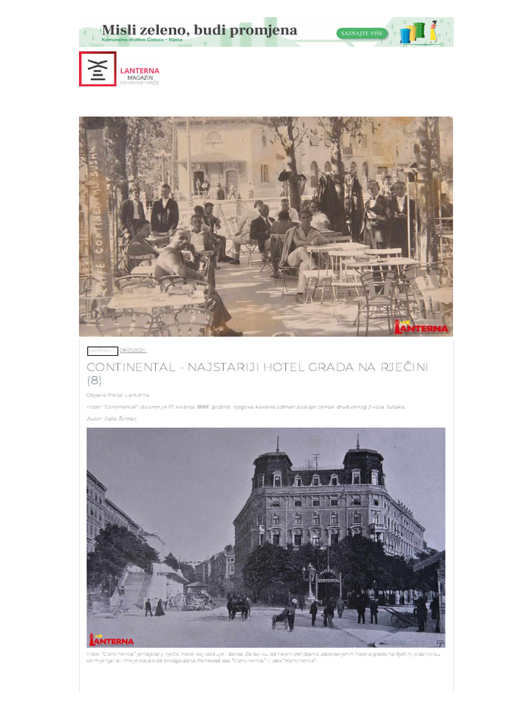 Continental - Najstariji Hotel Grada Na Rječini | PDF