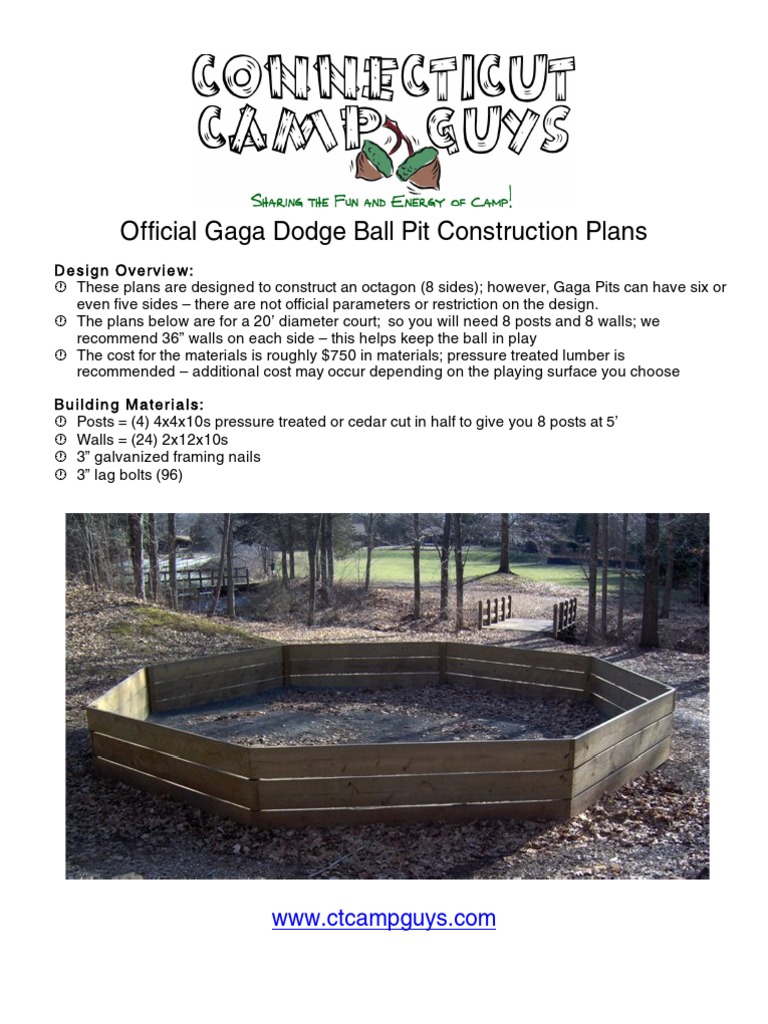 Gaga Pit Construction Plans | PDF | Framing (Construction) | Ball Games