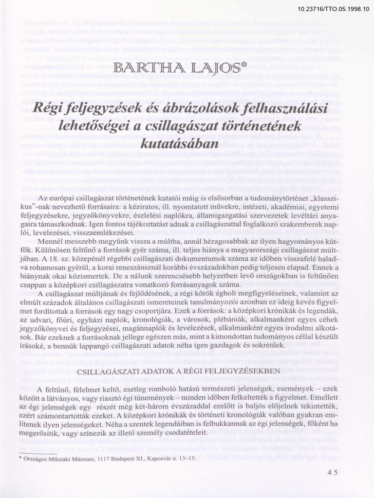 Tanulmanyok 1998 10 Bartha Regi Feljegyzesek Es Abrazolasok | PDF