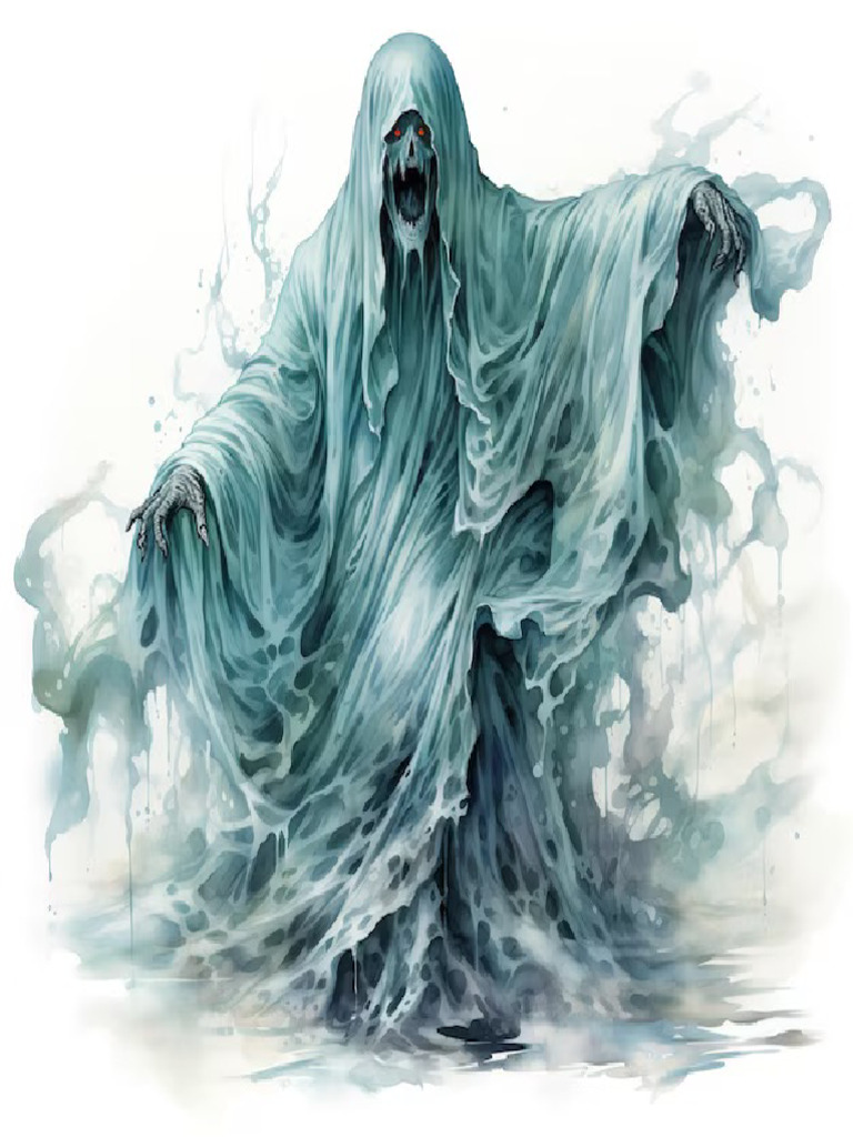 Watercolor Scary Beautiful Wavy Ghost Halloween Art Generative - 751108 8813 | PDF