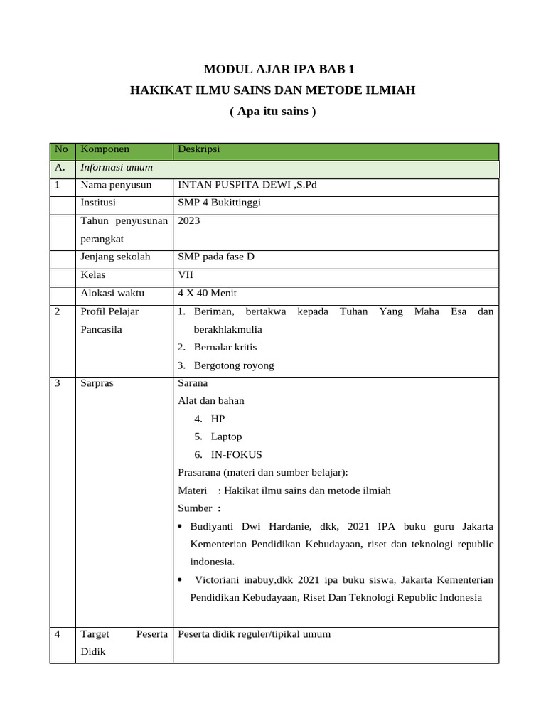 Modul Bab 1 Hakikat Sains | PDF