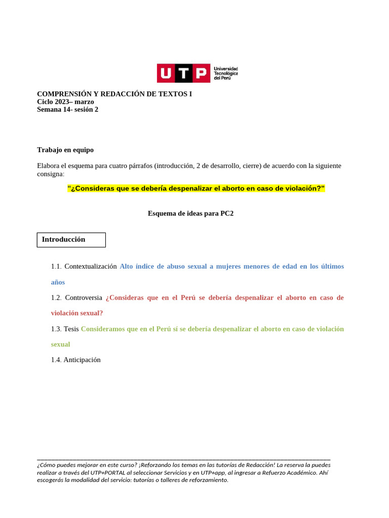 Esquema+texto para PC2-MODELO 2 | PDF