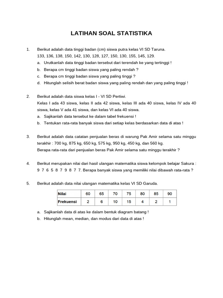 Latihan Soal Statistika | PDF