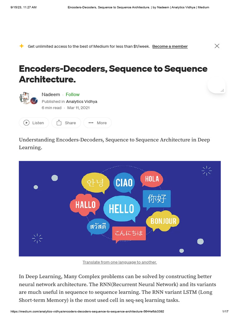 Encoders Decoders Sequence To Sequence Architecture By Nadeem Analytics Vidhya Medium Pdf 