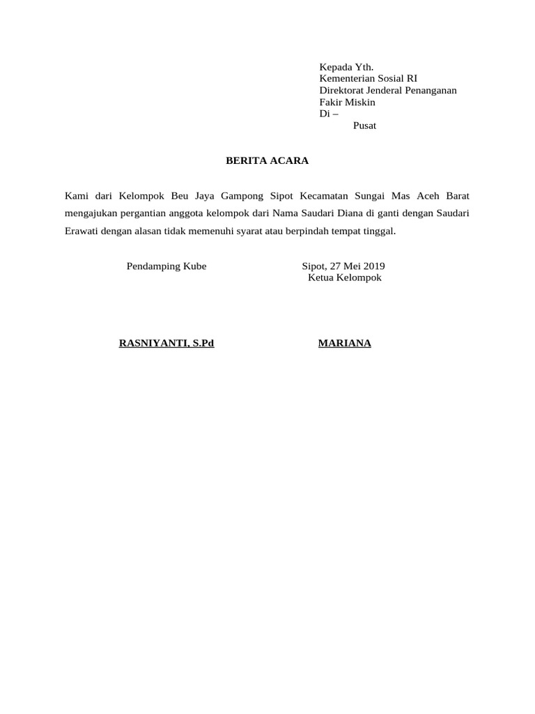 Berita Acara Kube | PDF