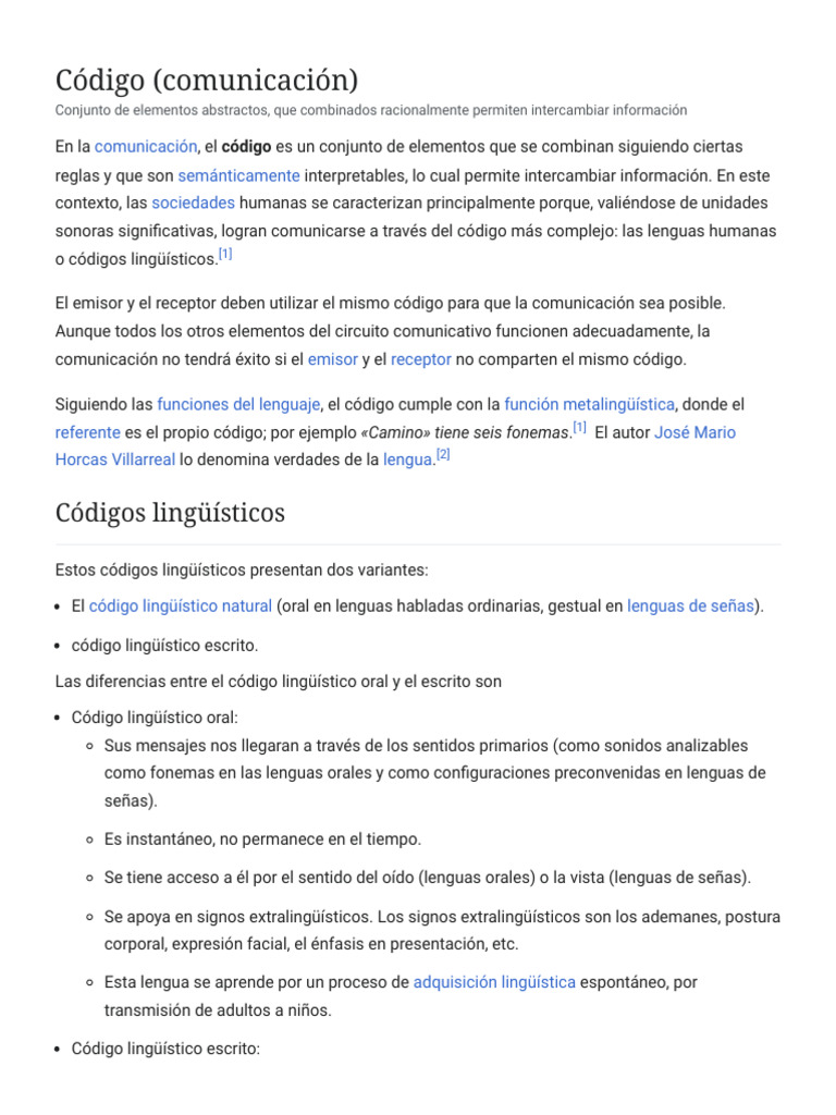 Código (Comunicación) - Wikipedia, La Enciclopedia Libre | PDF