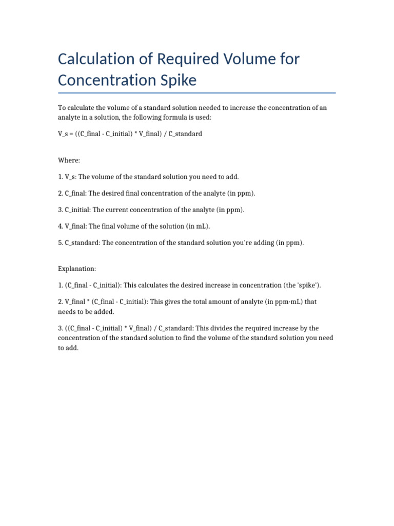 Concentration Spike Calculation | PDF