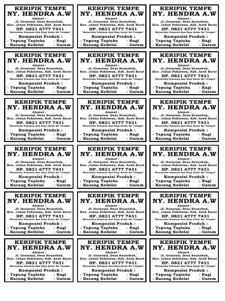 CONTOH LABEL PRODUK | PDF