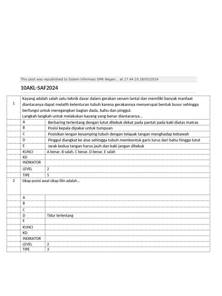 Soal Saf X TJKT 2024 1 Pjok | PDF