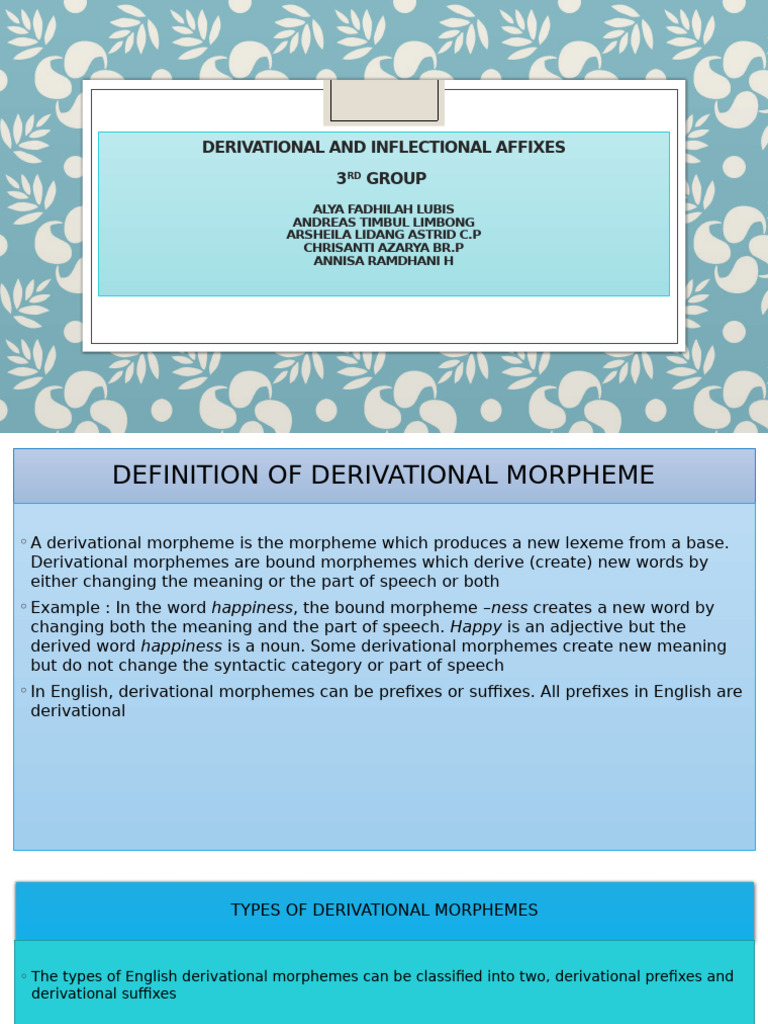 Derivational and Inflectional Affixes | PDF