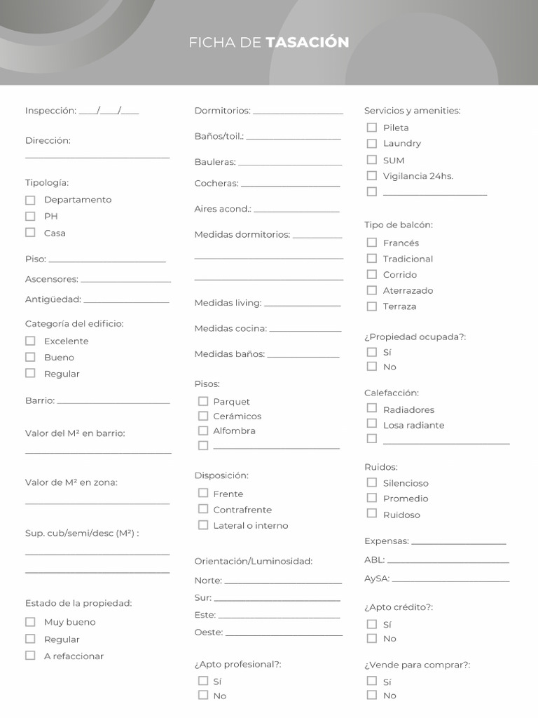 Ficha De Tasación Genérico 2 Pdf