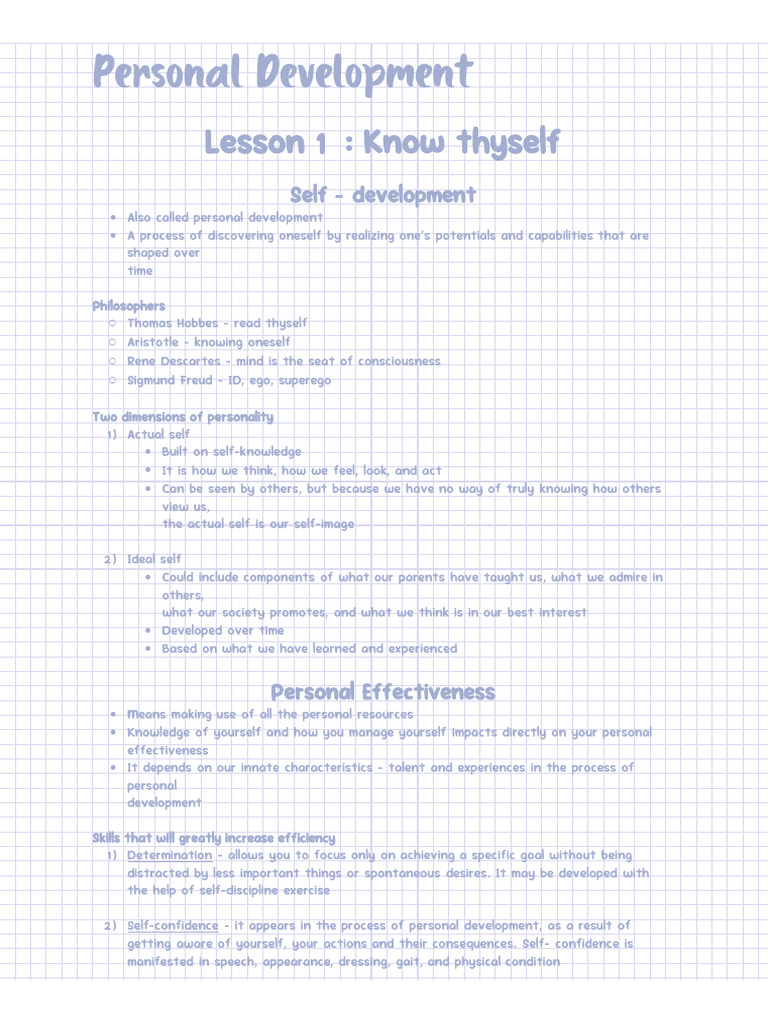 Personal Development L1 | PDF | Philosophy Of Self | Self-Improvement