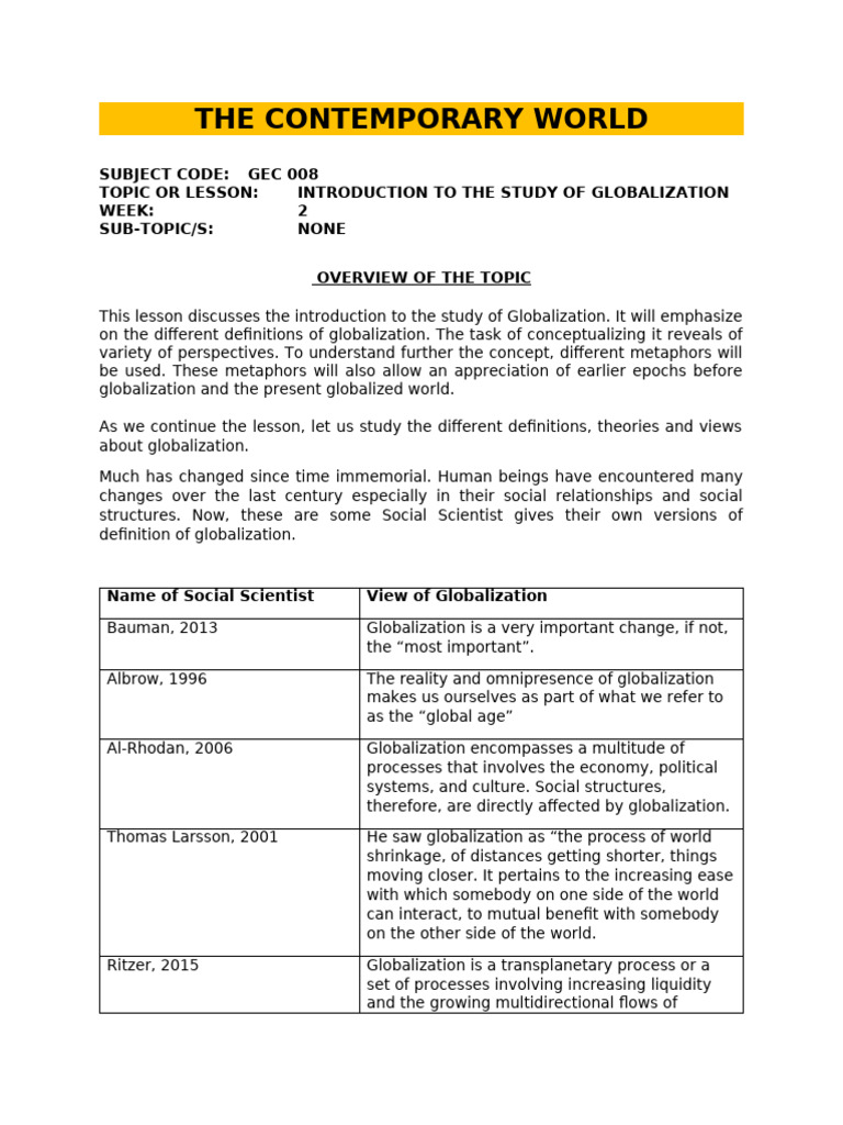 MODULES-1-14-THE-CONTEMPORARY-WORLD | PDF
