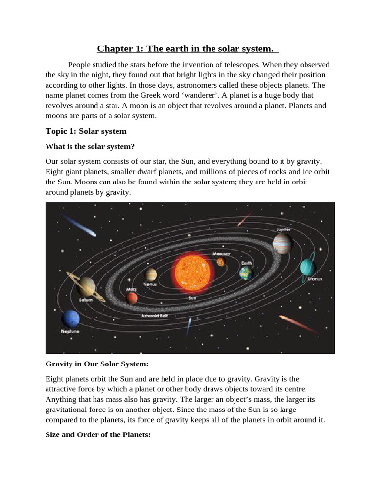 Chapter 1 Topic 1 The solar system 1 | PDF