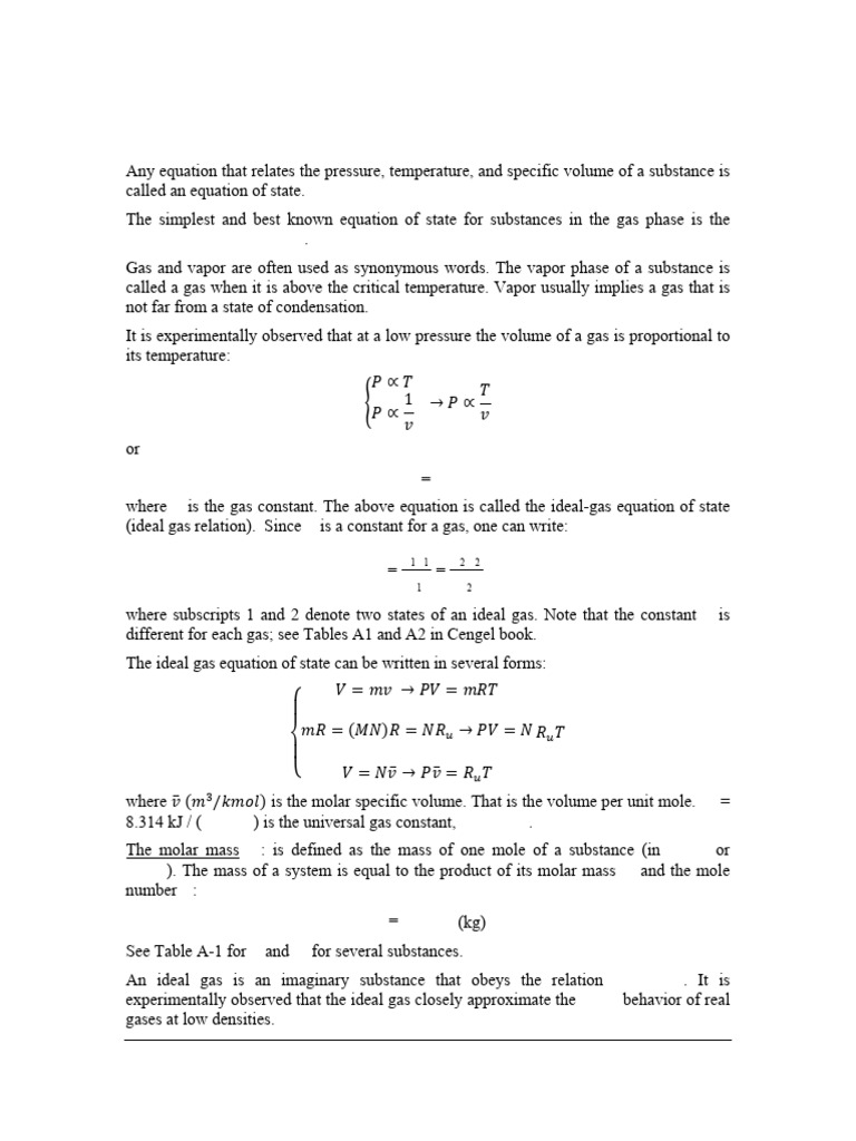 Ideal Gas Equation Of State Pdf