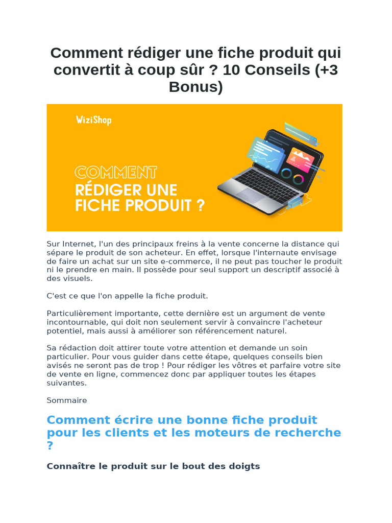 Comment Rédiger Une Fiche Produit Qui Convertit À Coup Sûr | PDF