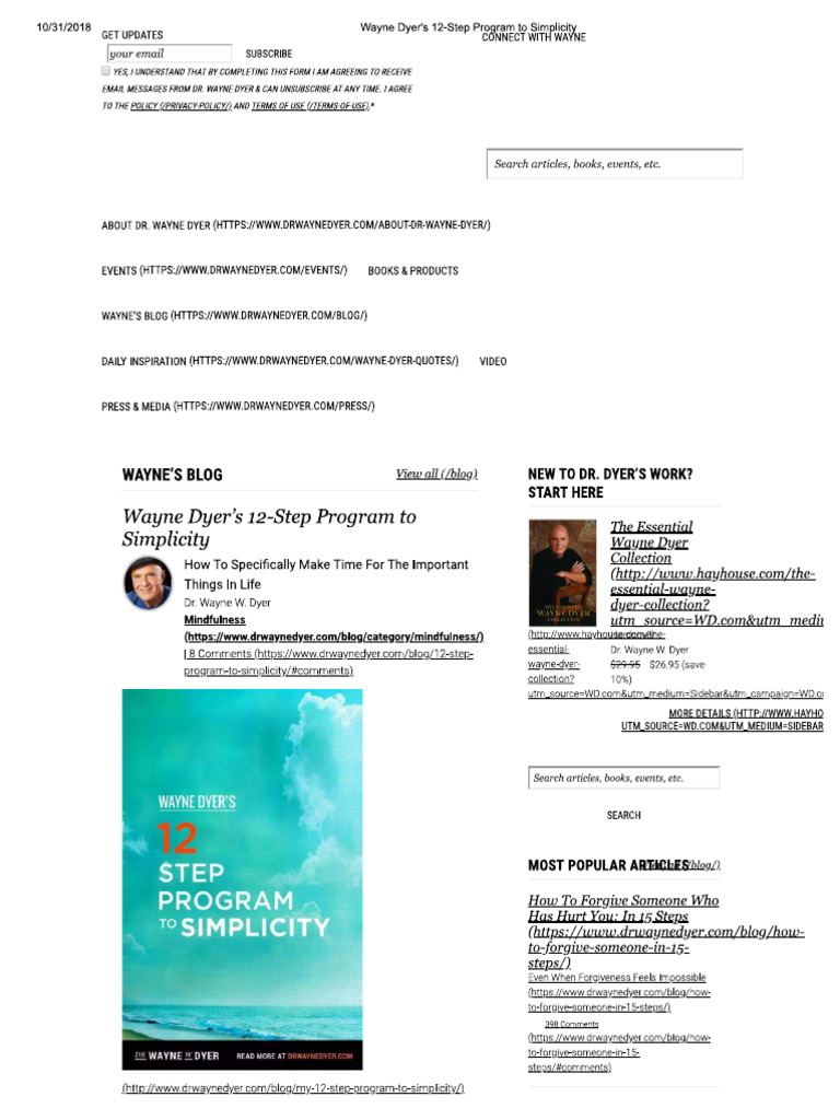 Wayne Dyer's 12-Step Program To Simplicity | PDF